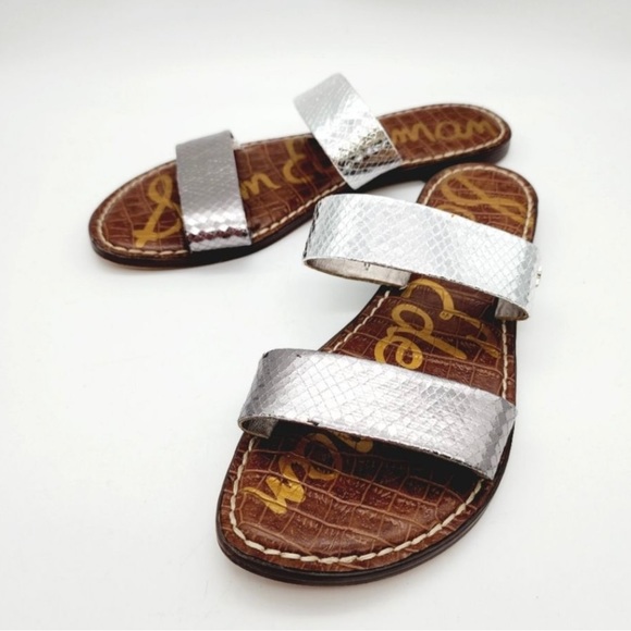 Sam Edelman | Shoes | Metallic Sexy Silver Sam Edelman Two Strap Slip ...